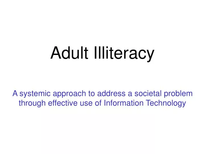 Adult Illiteracy Definition