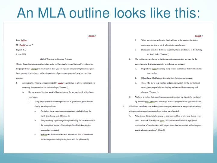 PPT - MLA Research Outline PowerPoint Presentation - ID:6319751