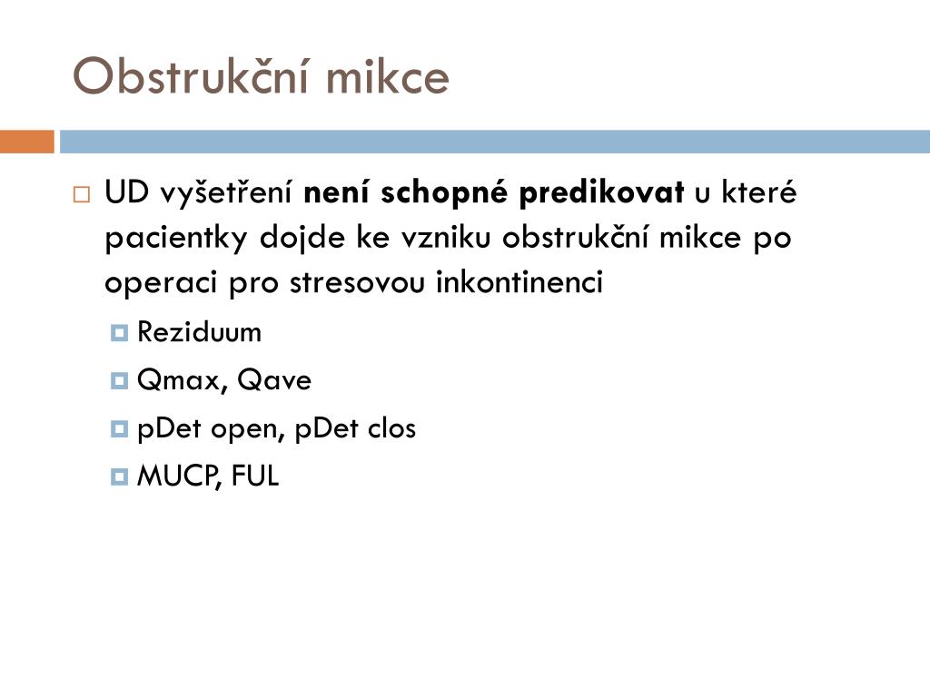 PPT - Urodynamické vyšetření při diagnostice ženské stresové ...