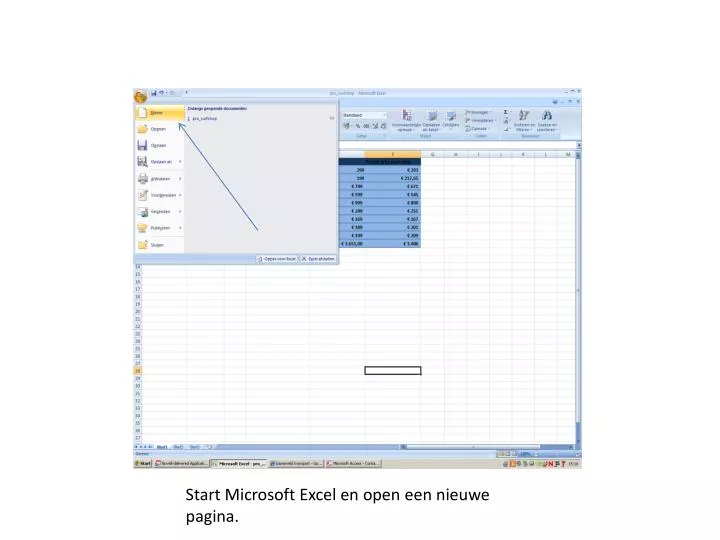PPT - Start Microsoft Excel en open een nieuwe pagina. PowerPoint ...