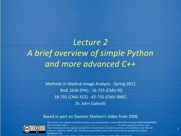 Ppt Lecture 2 A Brief Overview Of Simple Python And More Advanced C 5693