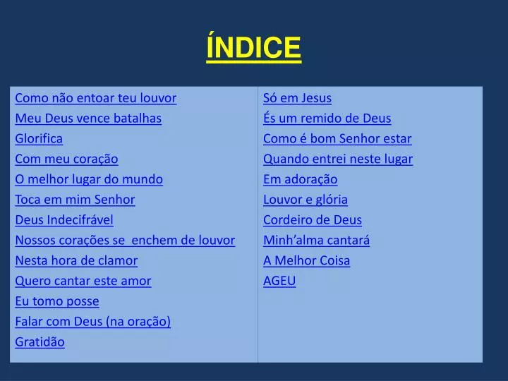 PPT - ÍNDICE PowerPoint Presentation, free download - ID:6326109