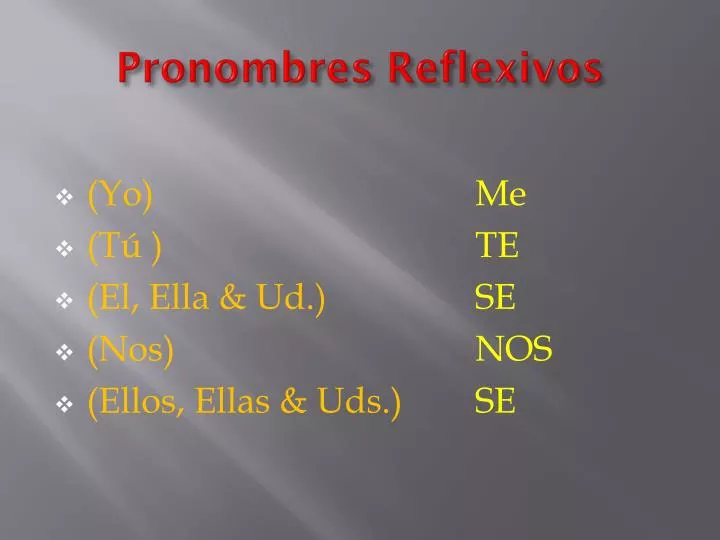 PPT - Pronombres Reflexivos PowerPoint Presentation, free download - ID ...