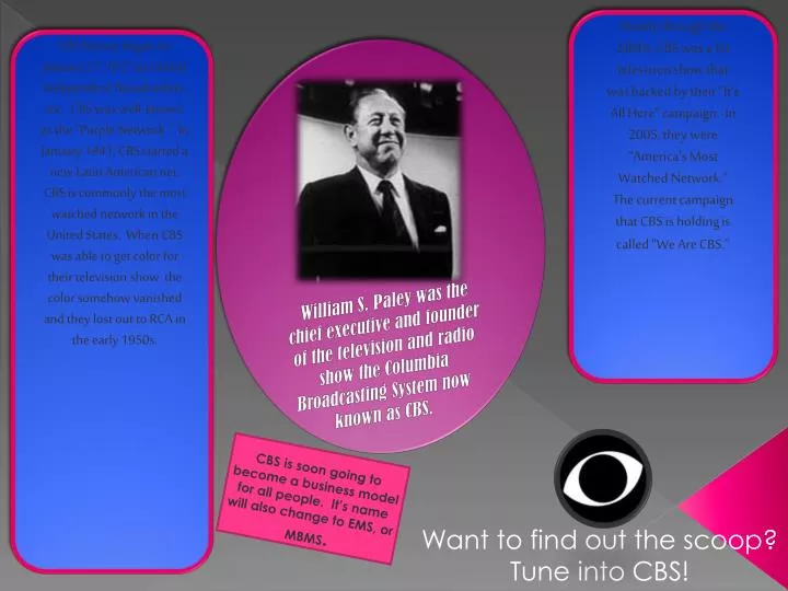 PPT - Want to find out the scoop? Tune into CBS! PowerPoint ...