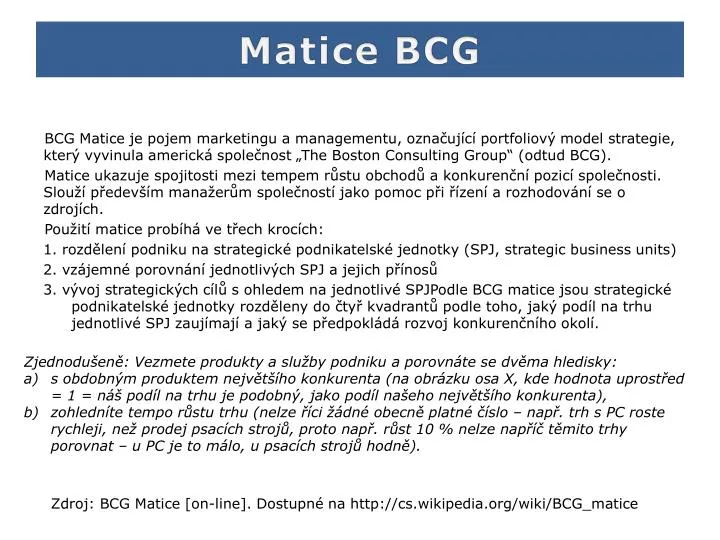 PPT - Matice BCG PowerPoint Presentation, free download - ID:6328245