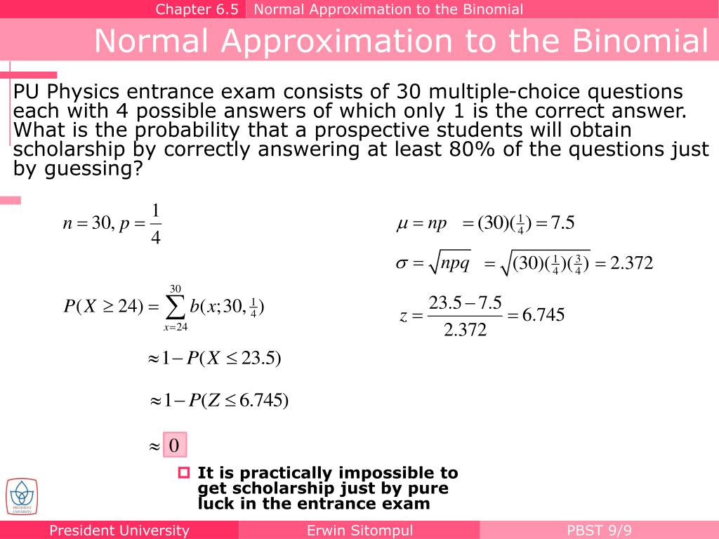 Ppt Normal Approximation To The Binomial Powerpoint Presentation