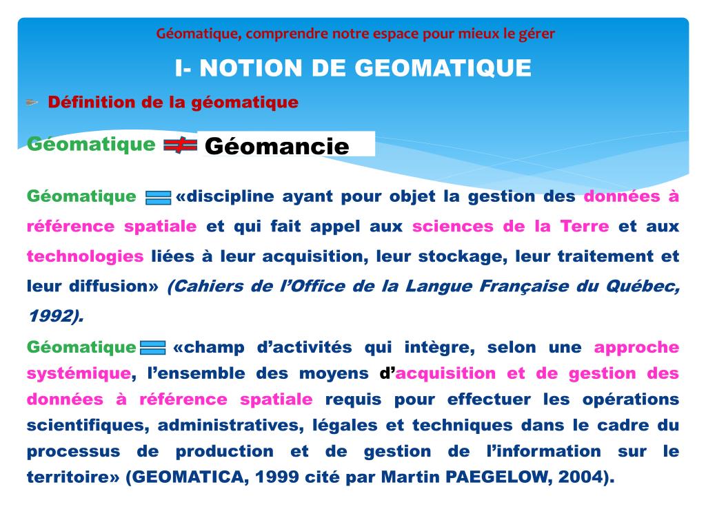 PPT - LA GEOMATIQUE AU SERVICE DE L’AMENAGEMENT ET DU DEVELOPPEMENT ...