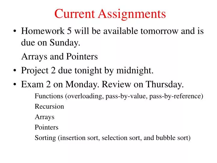 PPT - Current Assignments PowerPoint Presentation, free download - ID ...