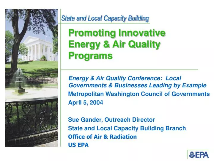 PPT - Promoting Innovative Energy & Air Quality Programs PowerPoint ...
