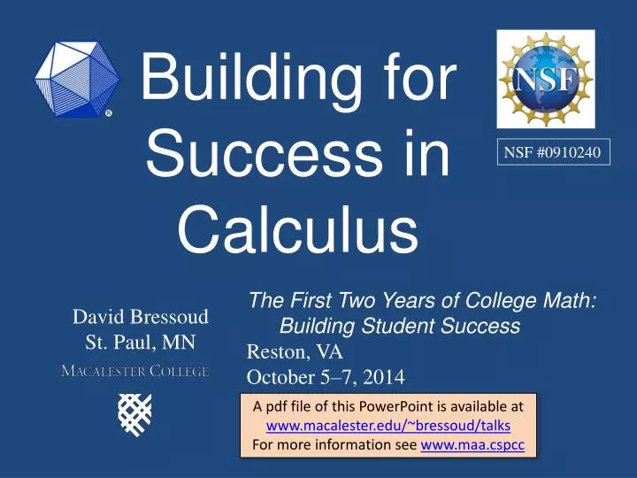 PPT - Building for Success in Calculus PowerPoint Presentation, free ...