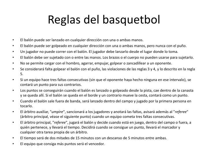 Reglas Del Basquetbol