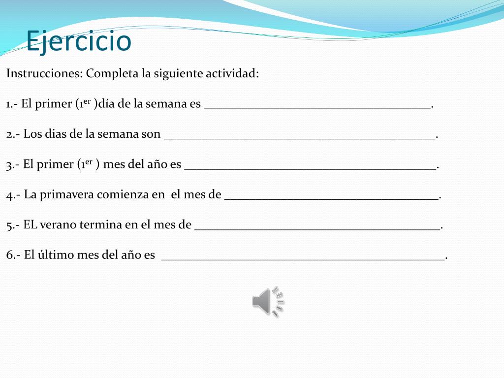 PPT - Los Días de la Semana Los Meses del Año Ejercicios ( Unidad 2 ...