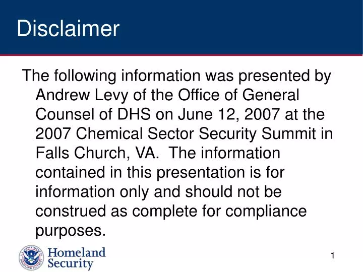 PPT - Disclaimer PowerPoint Presentation, free download - ID:6347859
