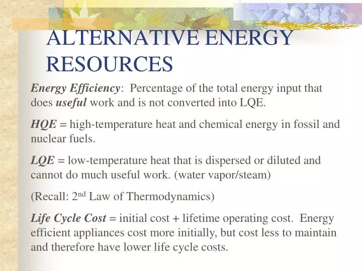 PPT - ALTERNATIVE ENERGY RESOURCES PowerPoint Presentation, free ...
