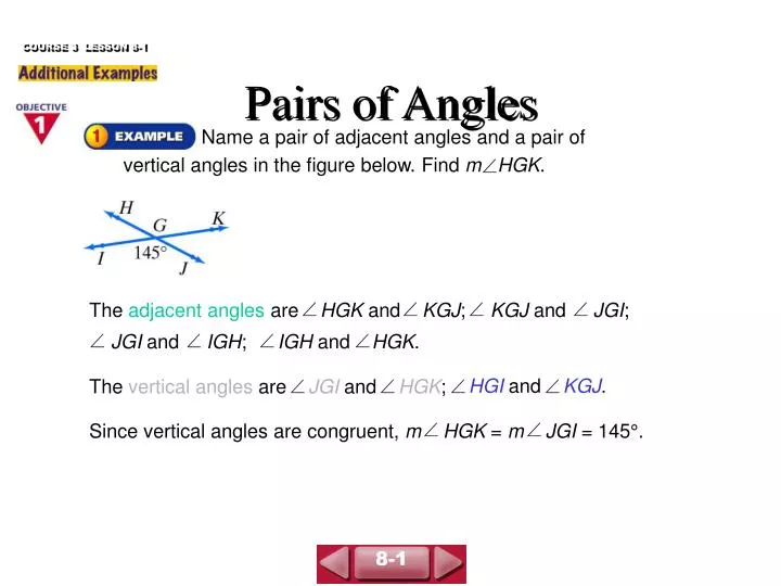 PPT - Pairs of Angles PowerPoint Presentation, free download - ID:6349475