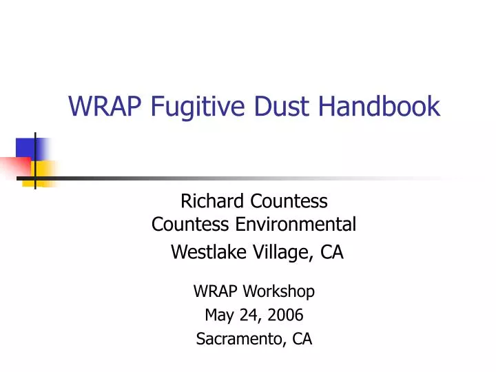 PPT - WRAP Fugitive Dust Handbook PowerPoint Presentation, free ...