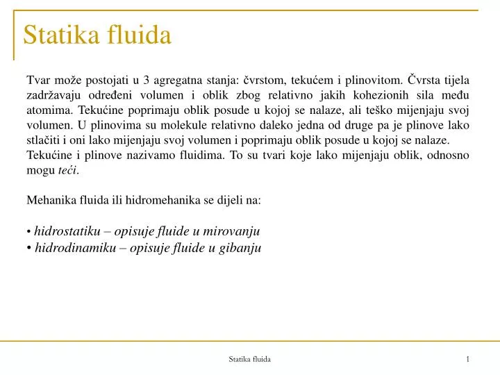 PPT - Statika fluida PowerPoint Presentation, free download - ID:6356969