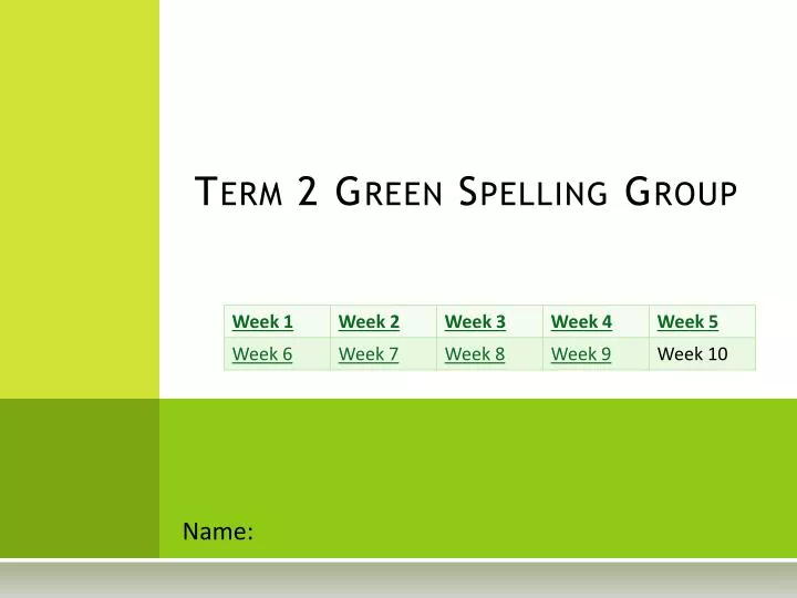 PPT - Term 2 Green Spelling Group PowerPoint Presentation, free ...