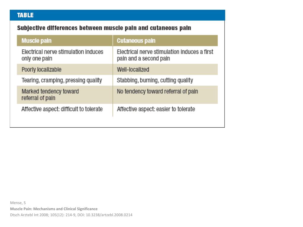 PPT - Mense , S Muscle Pain: Mechanisms and Clinical Significance ...