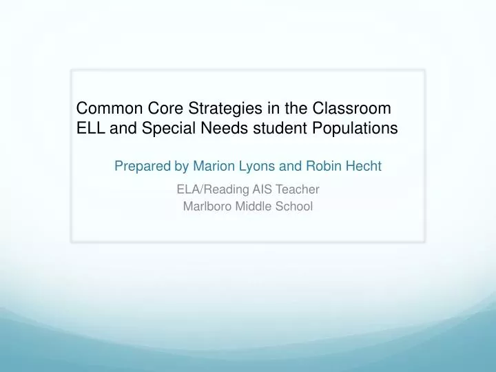 PPT - Prepared by Marion Lyons and Robin Hecht PowerPoint Presentation ...