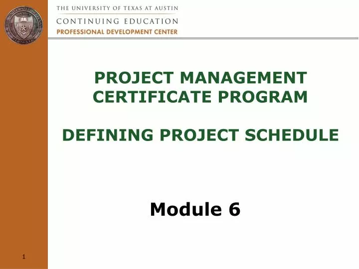 PPT - Project Management Certificate Program defining project schedule ...
