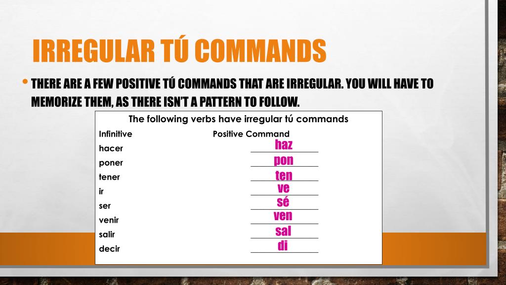 PPT - Affirmative Tú Commands PowerPoint Presentation, free download ... PPT - Affirmative Tú Commands PowerPoint Presentation, free download ...
