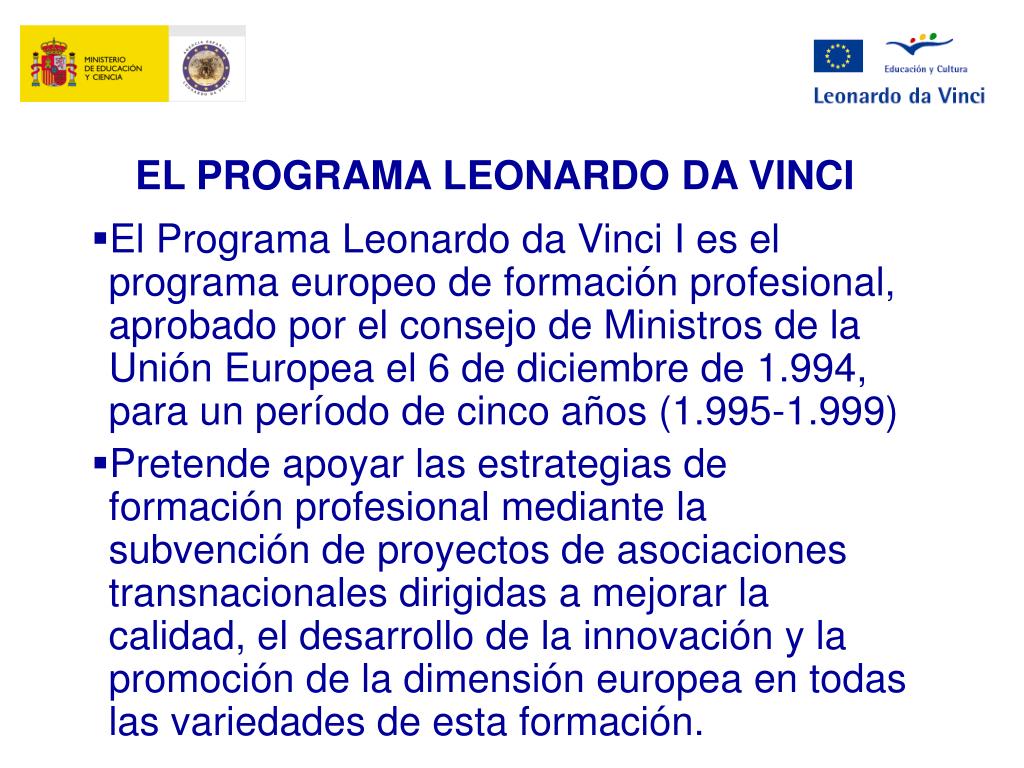 PPT - PROYECTO WISE PROGRAMA LEONARDO DA VINCI PROGRAMA DE EDUCACIÓN Y FORMACIÓN A LO LARGO DE ...