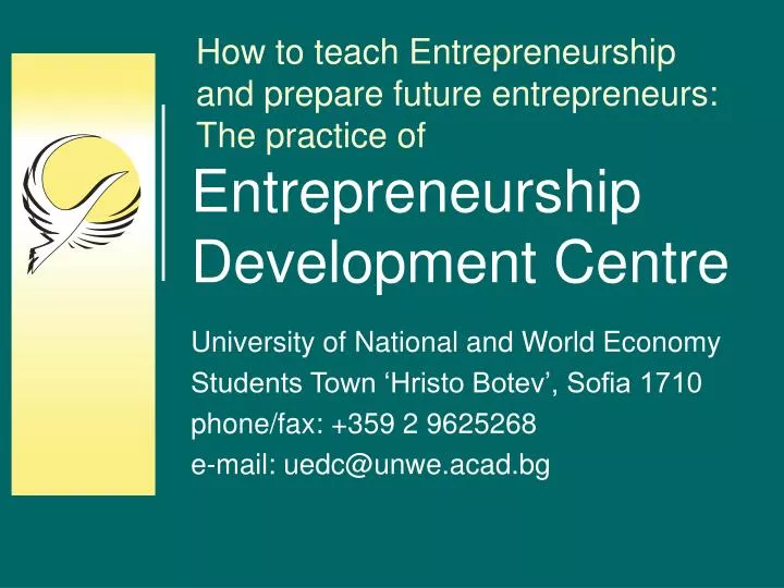 PPT - Entrepreneurship Development Centre PowerPoint Presentation, free ...