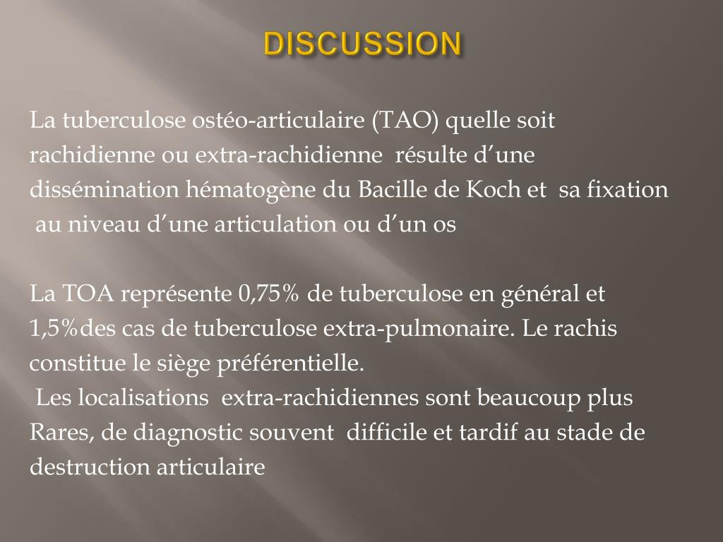 PPT - TUBERCULOSE OSTEO-ARTICULAIRE EXTRA RACHIDIENNE: aspect en ...