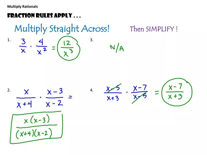 PPT - Multiply Rationals Fraction Rules Apply . . . 1. 3 . 2. 4 ...