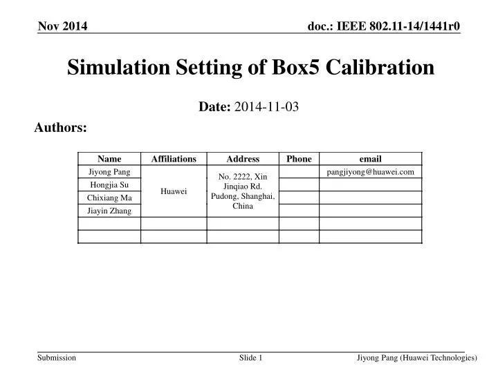 PPT - Simulation Setting of Box5 Calibration PowerPoint Presentation ...