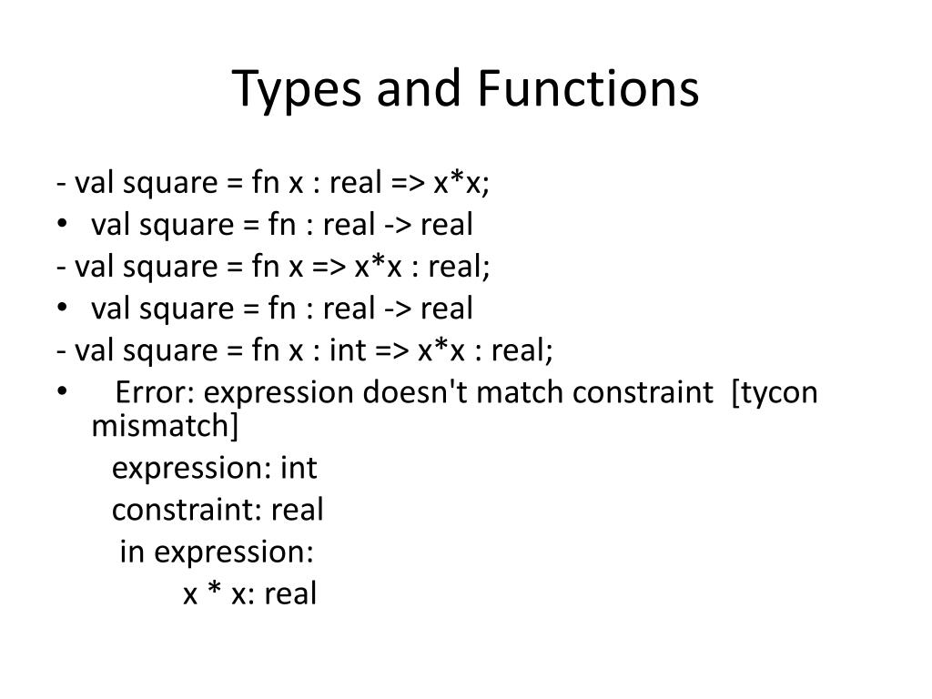 Ppt New Language Ml Main Topics Ml Syntax Static Typing Explicit Data Types Parameter