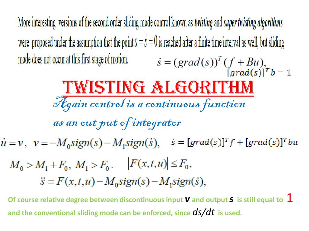 Ppt High Order Sliding Mode Relative Degree Finite Time Convergence And Disturbance
