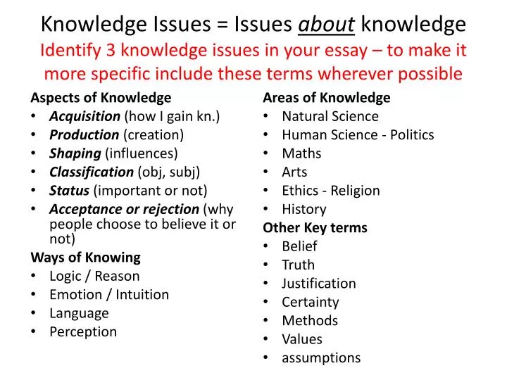 PPT - Aspects of Knowledge Acquisition (how I gain kn.) Production ...