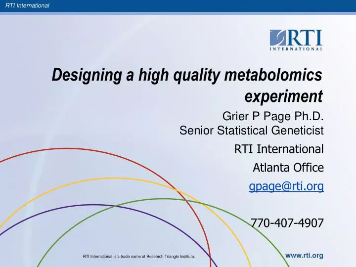 PPT - Designing a high quality metabolomics experiment PowerPoint ...