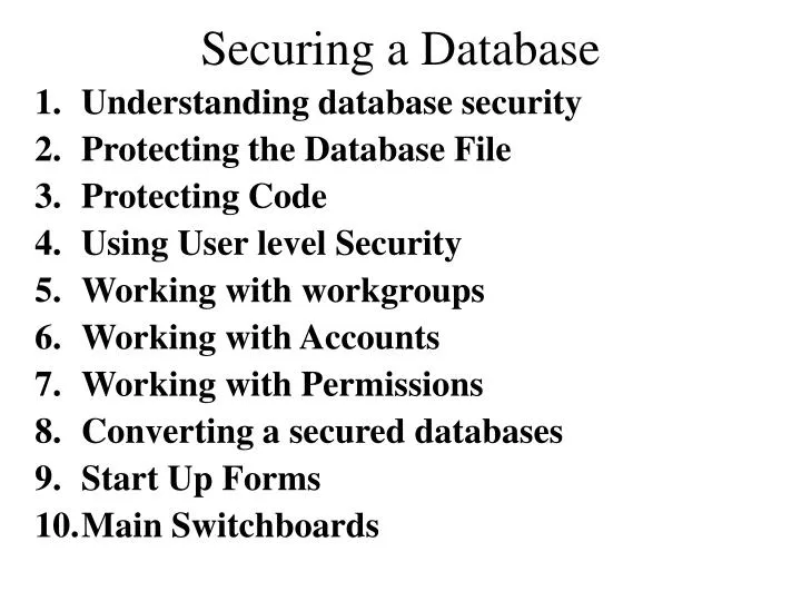PPT - Securing a Database PowerPoint Presentation, free download - ID ...