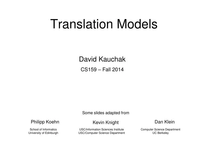 PPT - Translation Models PowerPoint Presentation, free download - ID ...