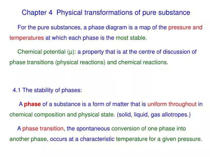 PPT - Chapter 4 Physical transformations of pure substance PowerPoint ...
