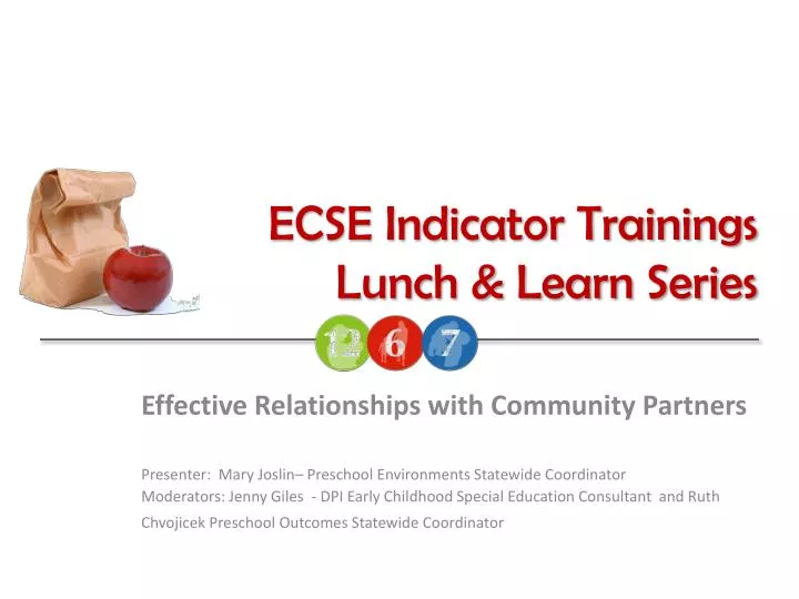 PPT - ECSE Indicator Trainings Lunch & Learn Series PowerPoint Presentation - ID:6376923