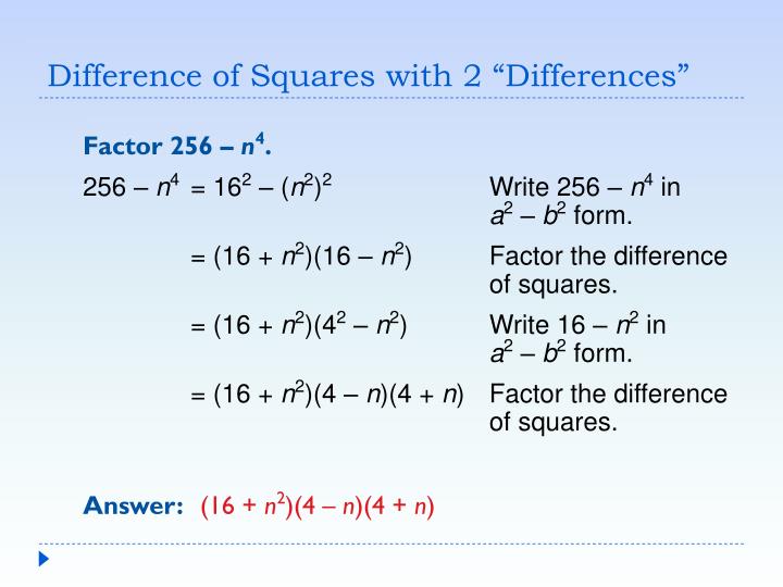 PPT - Difference of Squares PowerPoint Presentation - ID:6376968