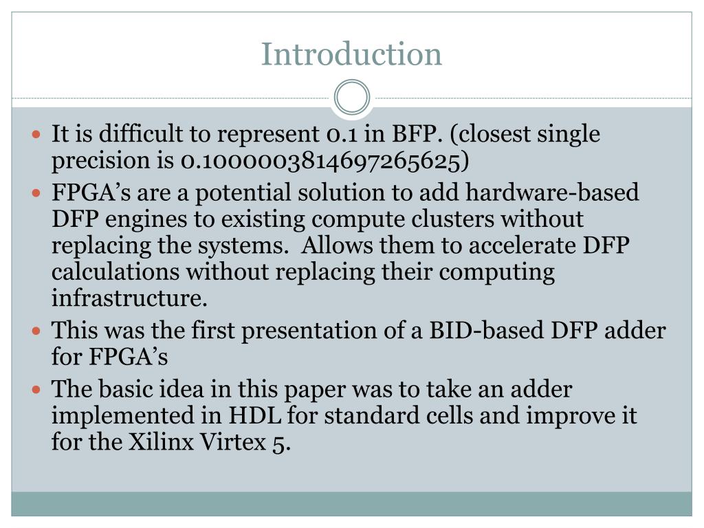 Ppt Fpga Implementation Of A 64 Bit Bid Based Decimal Floating Point Adder Subtractor