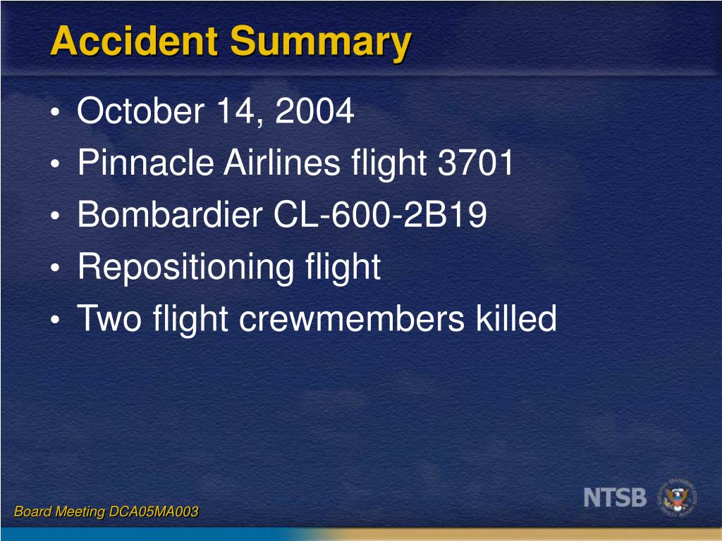 PPT - Pinnacle Airlines Flight 3701 Jefferson City, Missouri PowerPoint ...