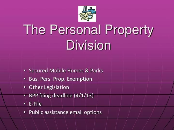 PPT - The Personal Property Division PowerPoint Presentation, free ...
