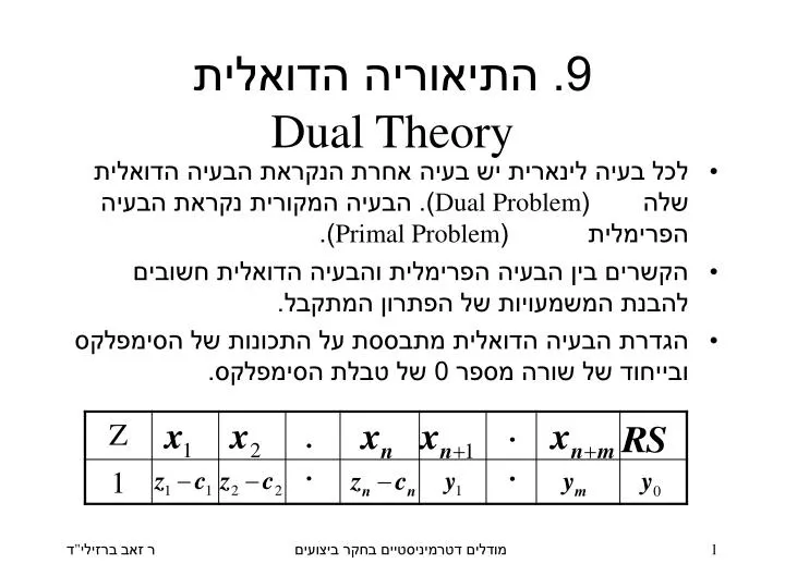PPT - 9. התיאוריה הדואלית Dual Theory PowerPoint Presentation - ID:6382654