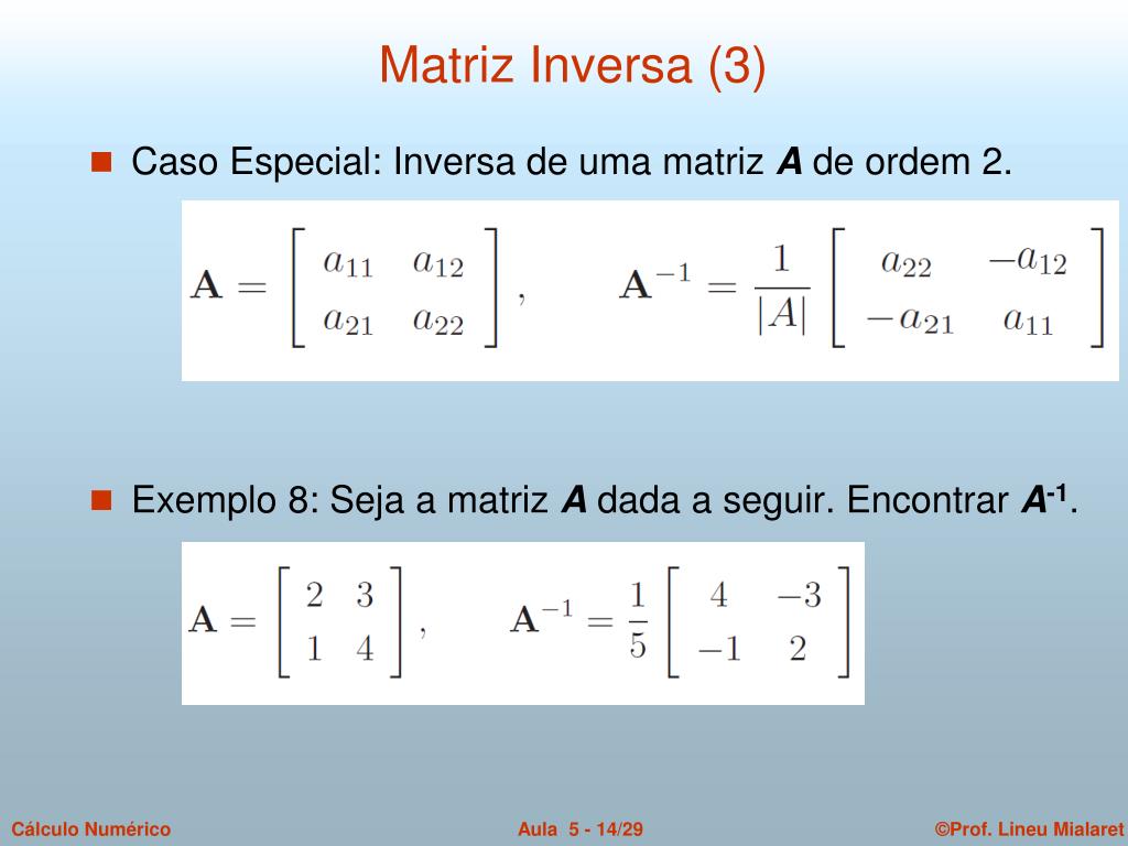 PPT - Cálculo Numérico – CN Prof. Lineu Mialaret Aula 5: Matrizes (2 ...