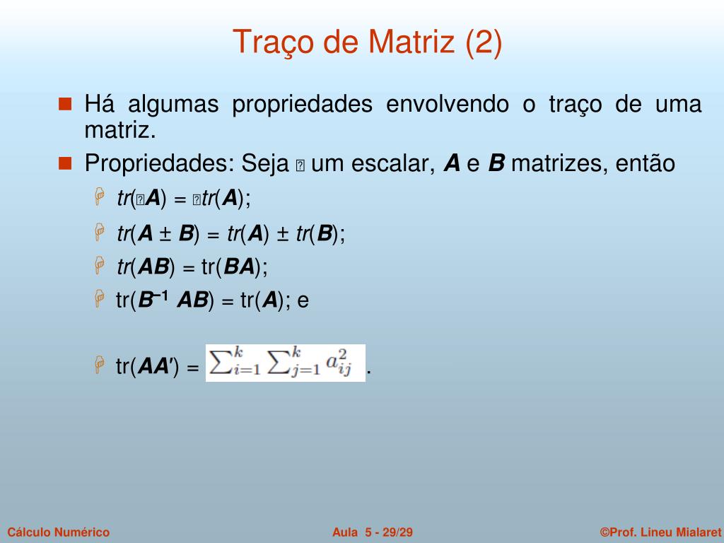PPT - Cálculo Numérico – CN Prof. Lineu Mialaret Aula 5: Matrizes (2 ...