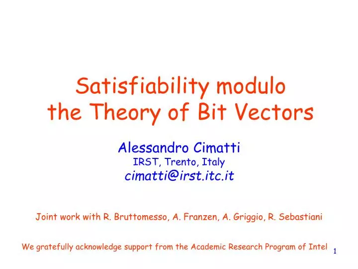 Ppt Satisfiability Modulo The Theory Of Bit Vectors Powerpoint Presentation Id6384026