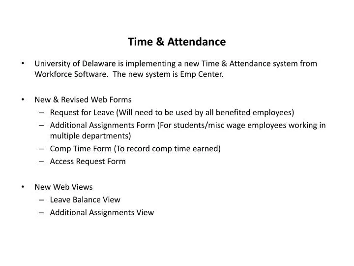 PPT - Time & Attendance PowerPoint Presentation, free download - ID:6384368