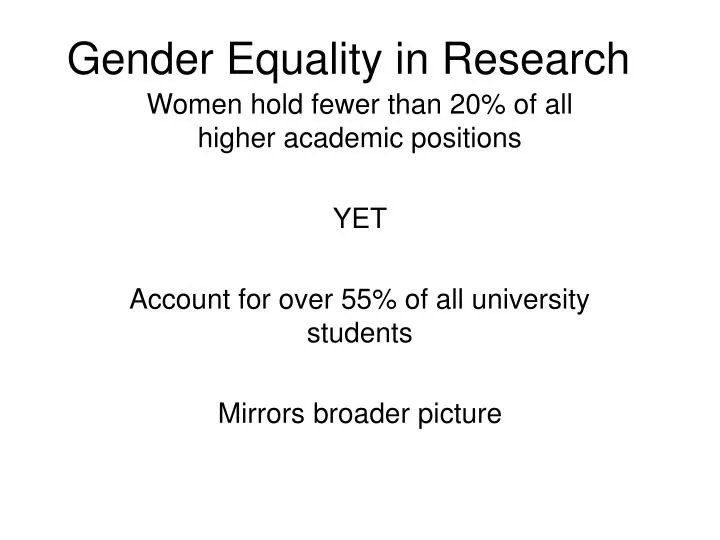 PPT - Gender Equality in Research PowerPoint Presentation, free ...