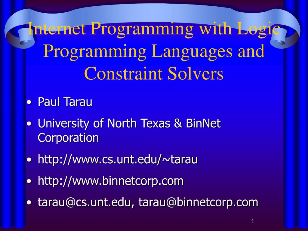 Ppt Internet Programming With Logic Programming Languages And Constraint Solvers Powerpoint